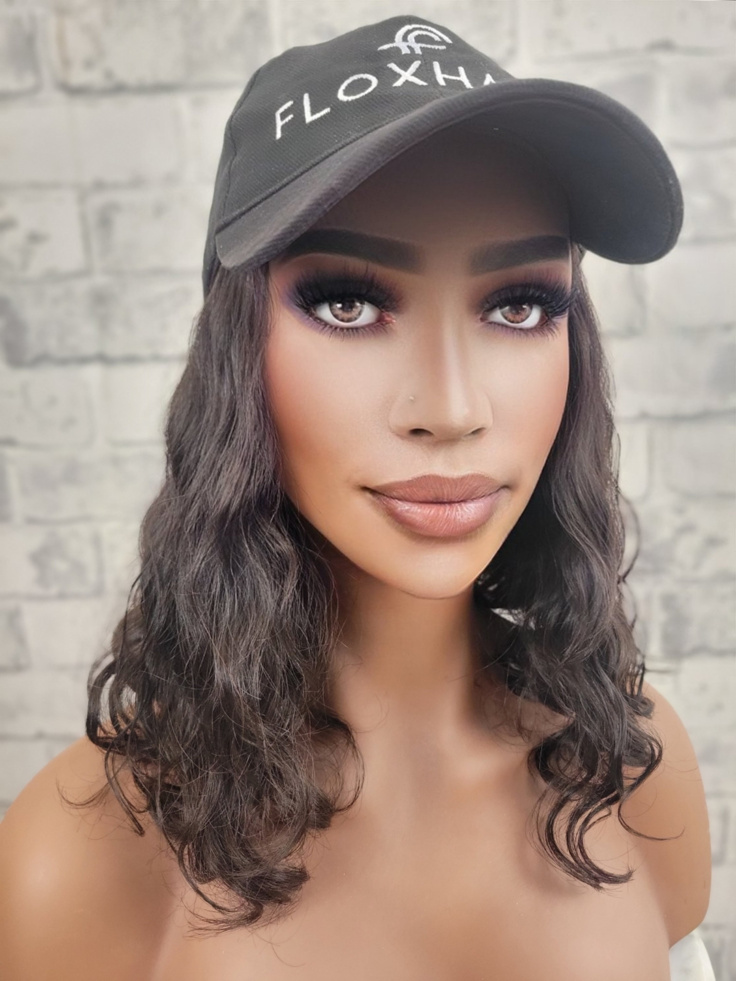 15" Hat Fall Wig - Natural Black Wave (S) – FLOX HAIR